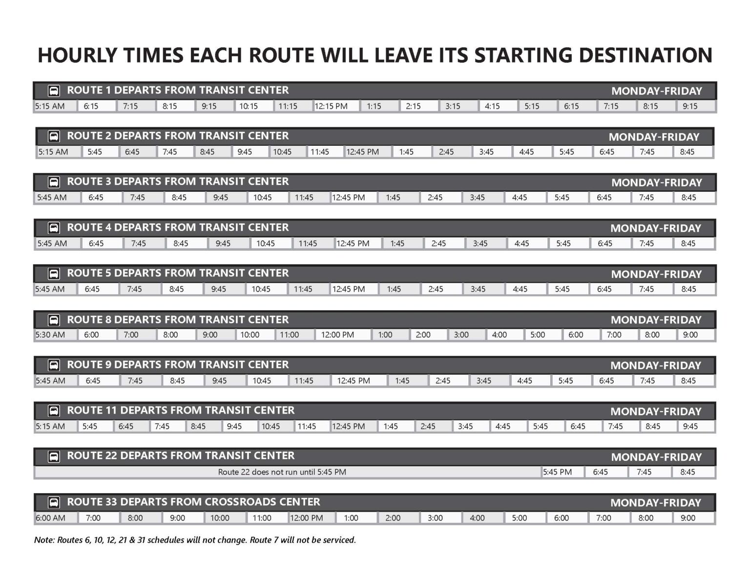 Modified Weekday Fixed Route Schedules | Metro Bus