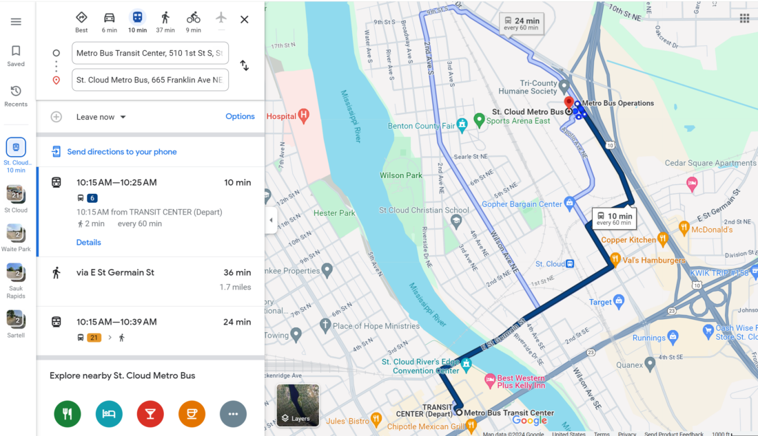 Metro Bus route information is available on Google Maps | Metro Bus